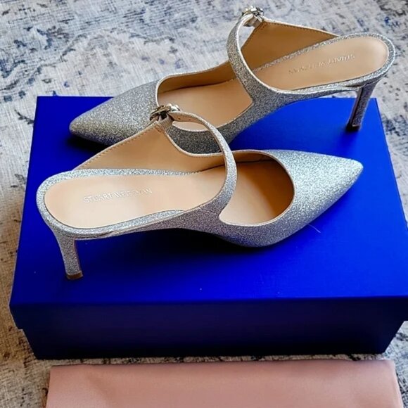 Stuart Weitzman | Shoes | New Stuart Weitzman Shimmery Mule Heels Size ...